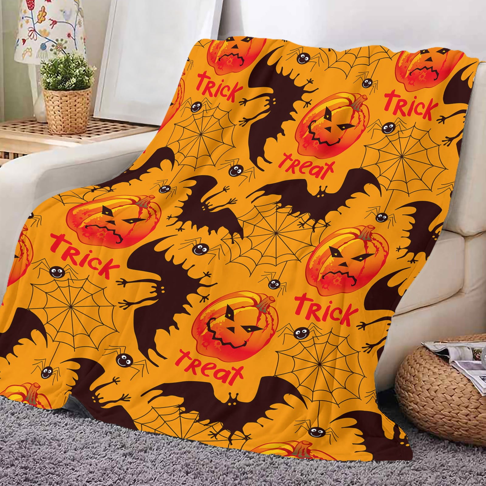 AURIGATE Fall Halloween Throw Blanket, Pumpkins Halloween Blankets ...