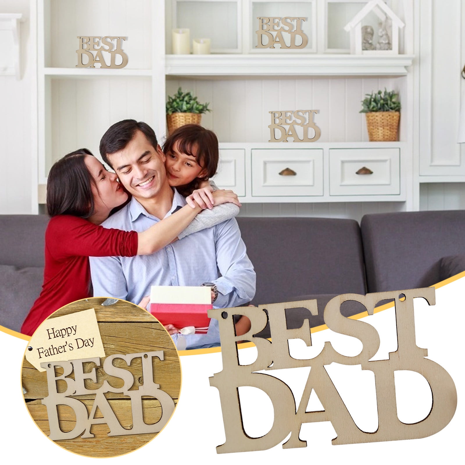 AURIGATE Gifts for Dad, BEST DAD Wood Sign Gifts for Dad, Personalized ...