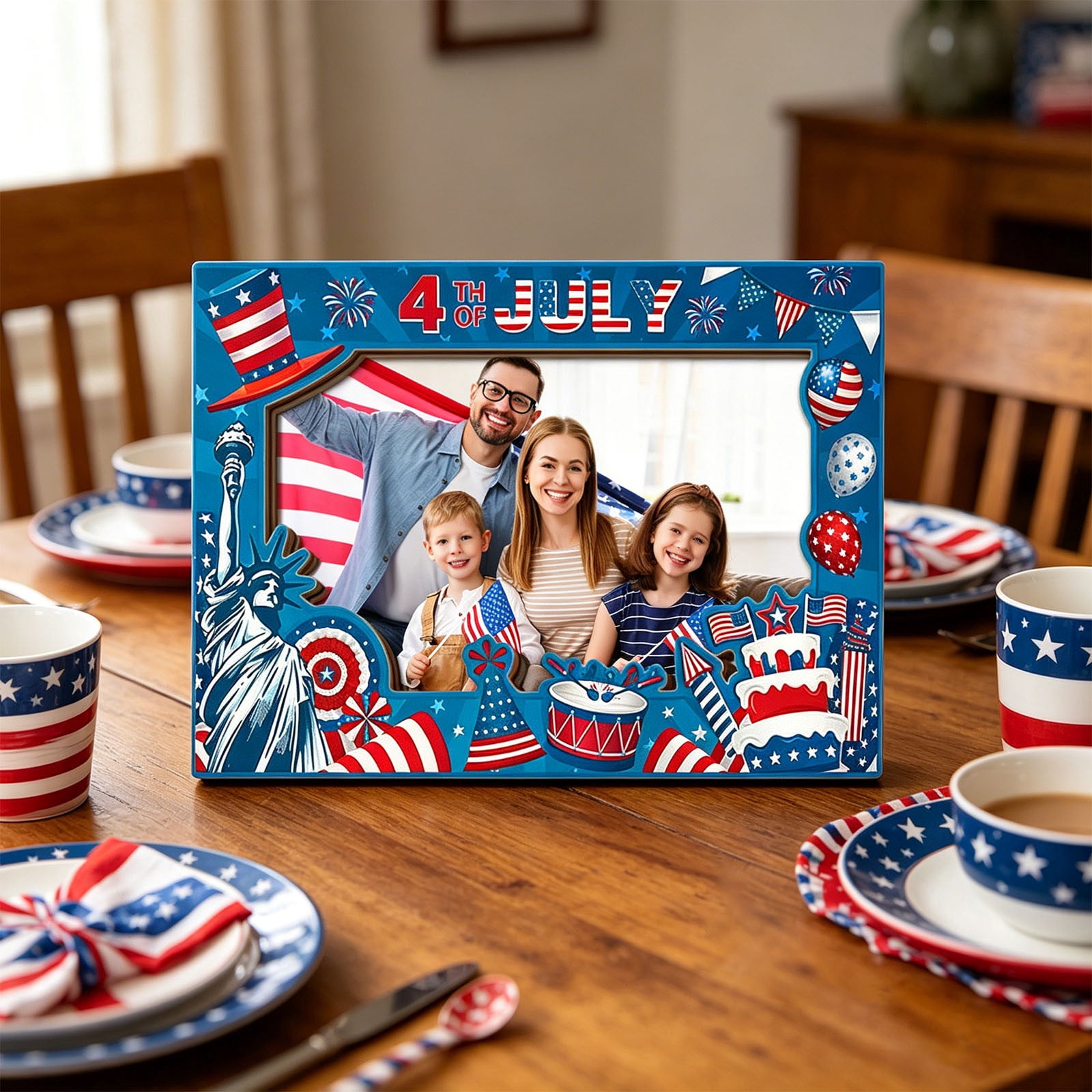 AURIGATE Independence Day Themed Photo Frame, Patriotic Wooden Picture ...