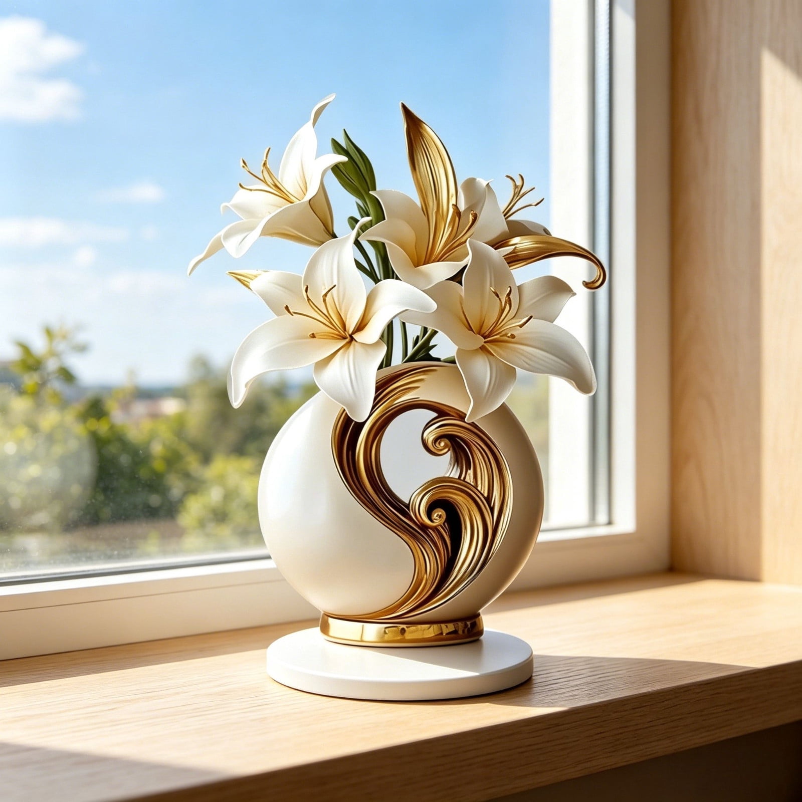 AURIGATE Lily Flower Acrylic Rotating Base Ornament,Art Floral ...