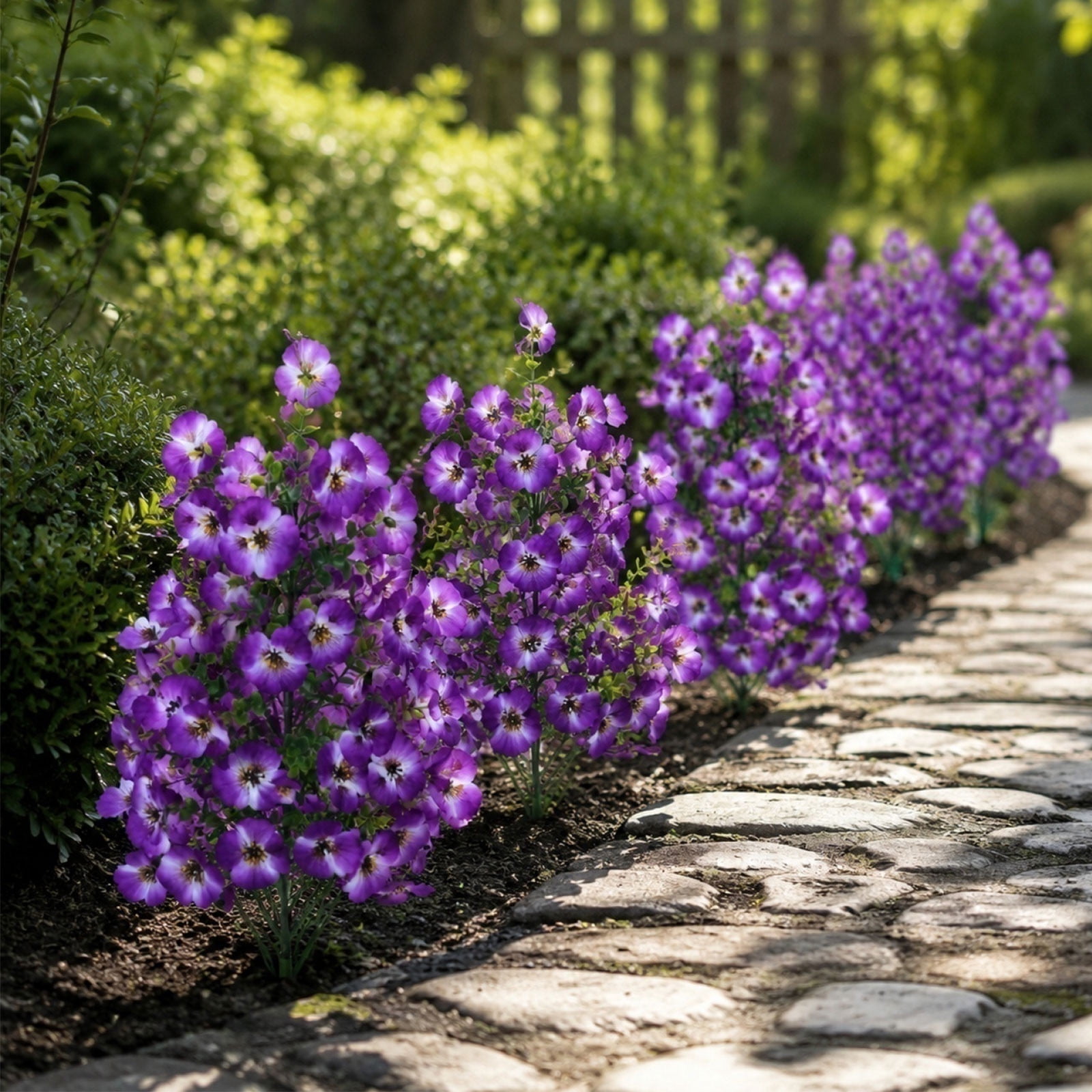 AURIGATE Purple Artificial Pansy Shrubs for Outdoor, Faux Flowers with ...