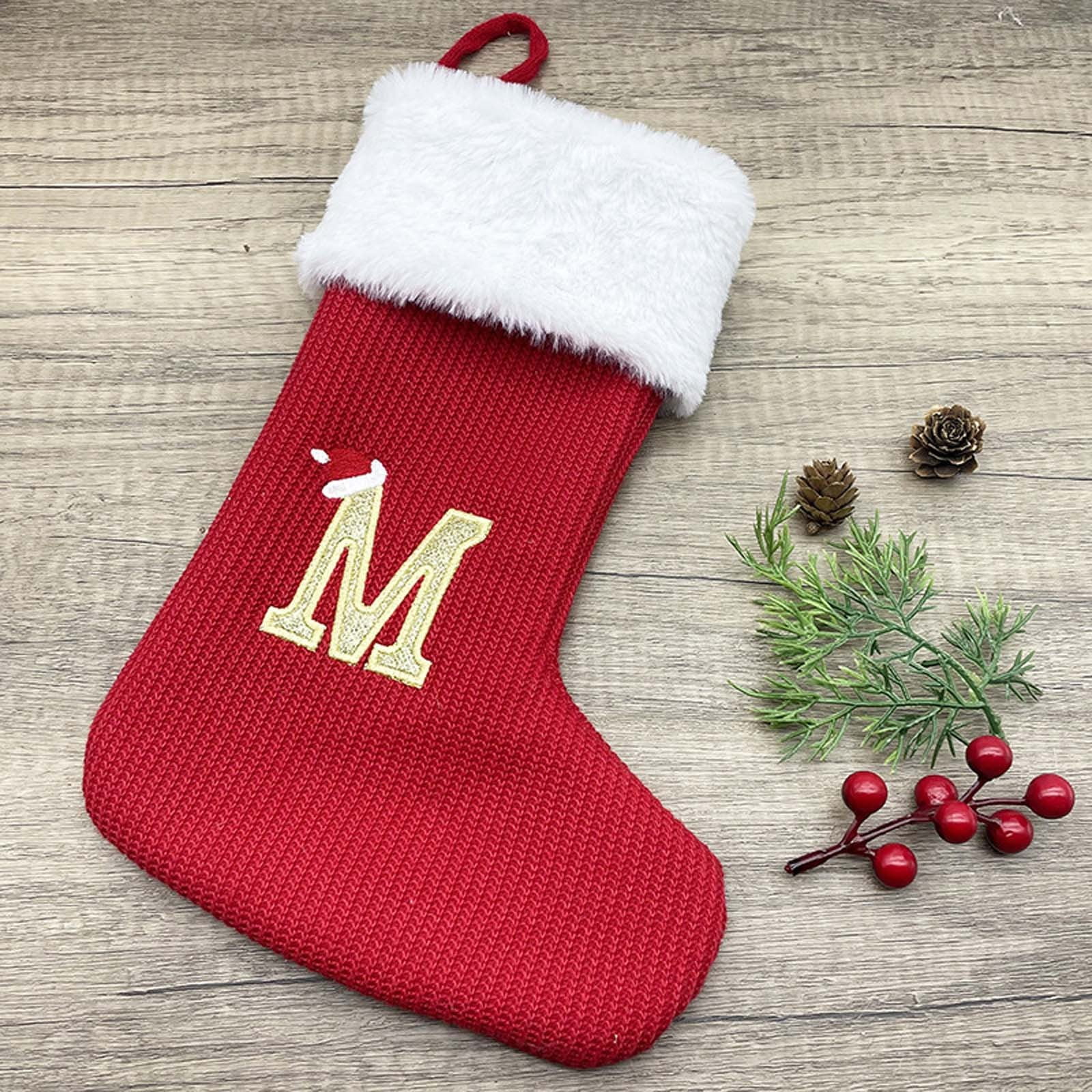AURIGATE Red Velvet with White Super Soft Plush Cuff Monogram Christmas ...
