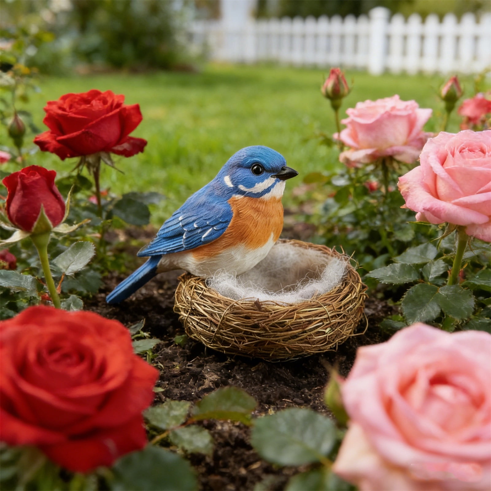 AURIGATE Resin Bird Figurine with Nest, Single Piece Tabletop Decor for ...