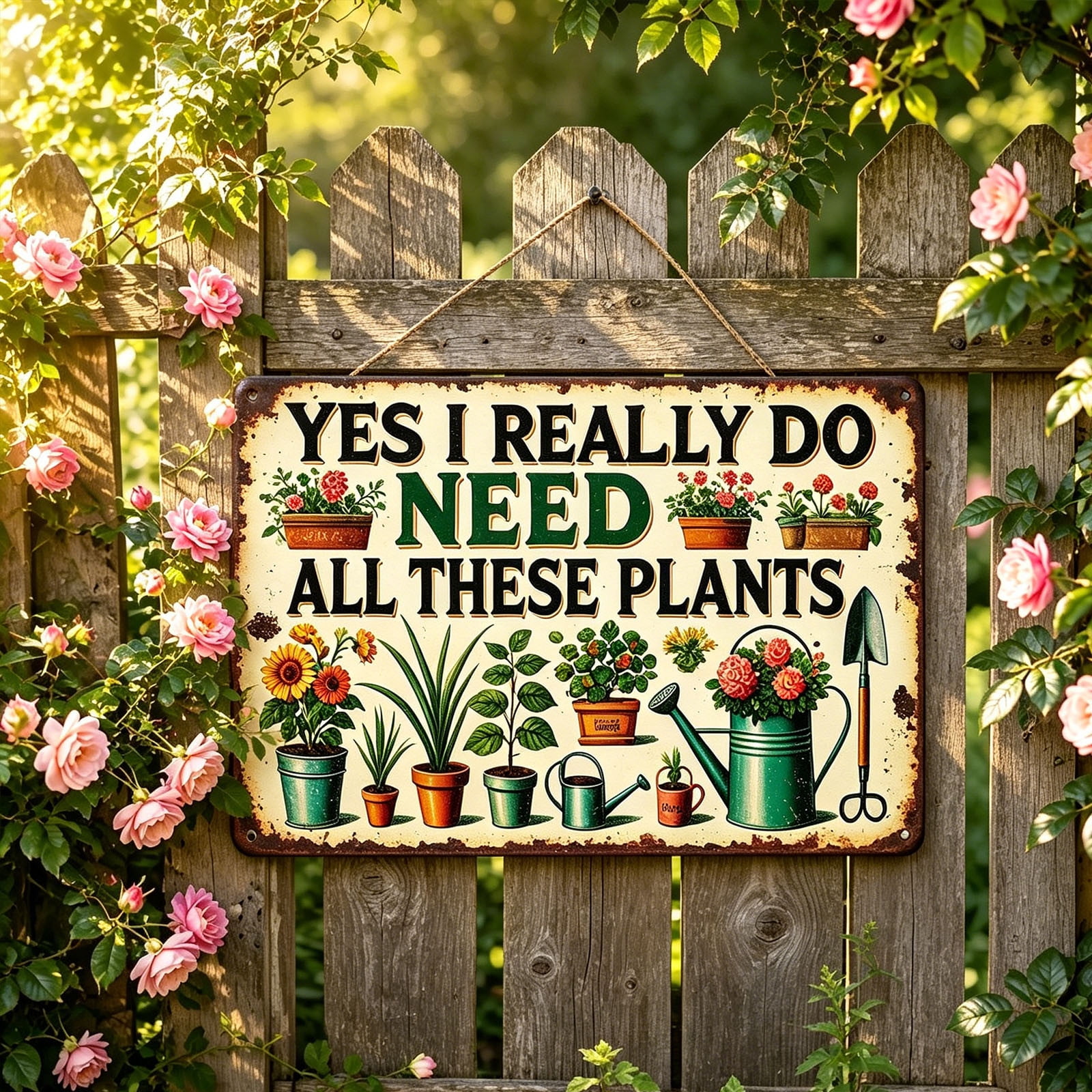 AURIGATE Retro Gardening Hanging Sign, Iron Garden Decorative Board ...