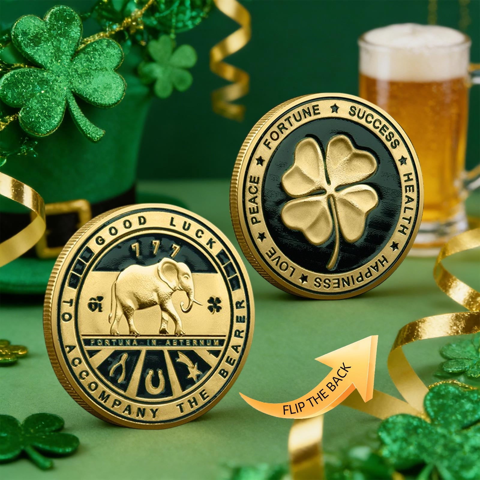 AURIGATE St. Patrick's Day Four-Leaf Clover Metal Decor, Engraved ...