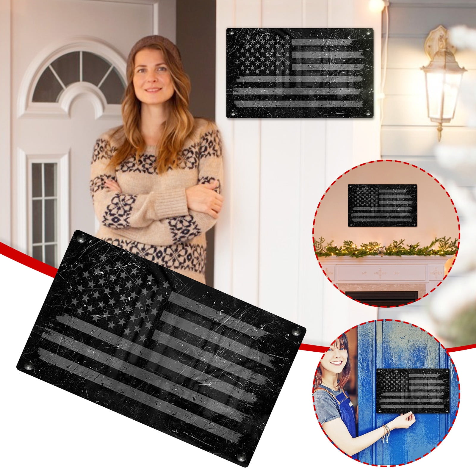 AURIGATE Tactical USA American Flag Tin Sign Rustic Vintage Patriotic ...
