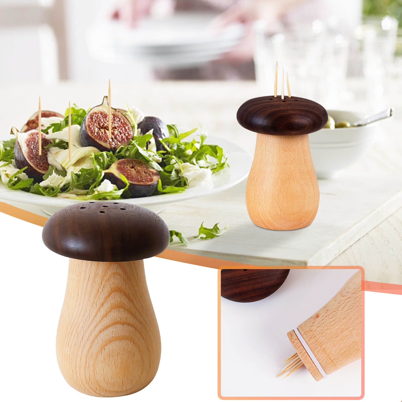 AURIGATE Toothpick Holder Dispenser with Toothpicks, Wooden Tooth pick ...