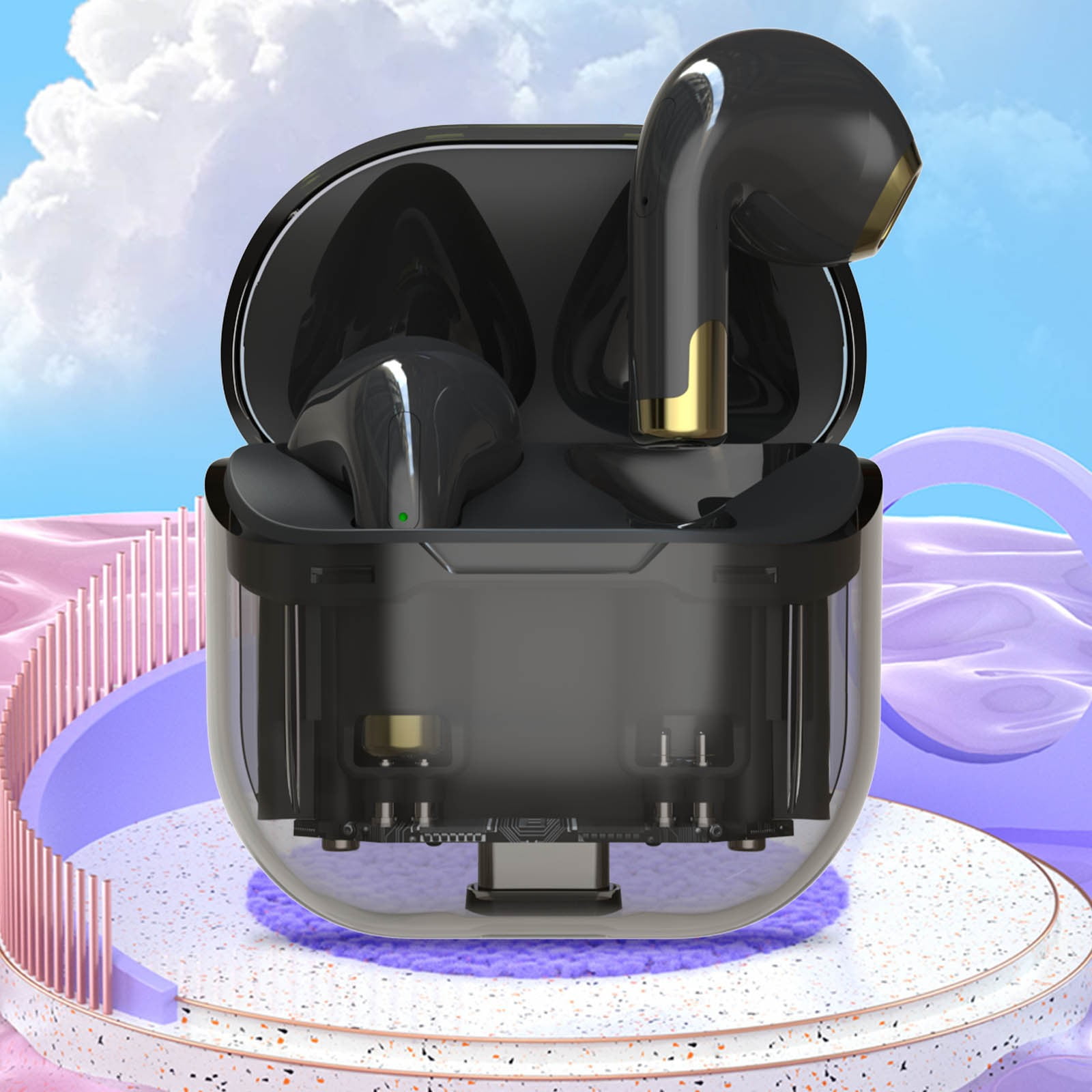 AURIGATE Transparent Wireless Earbuds Semi-Open Bluetooth 5.2 ...