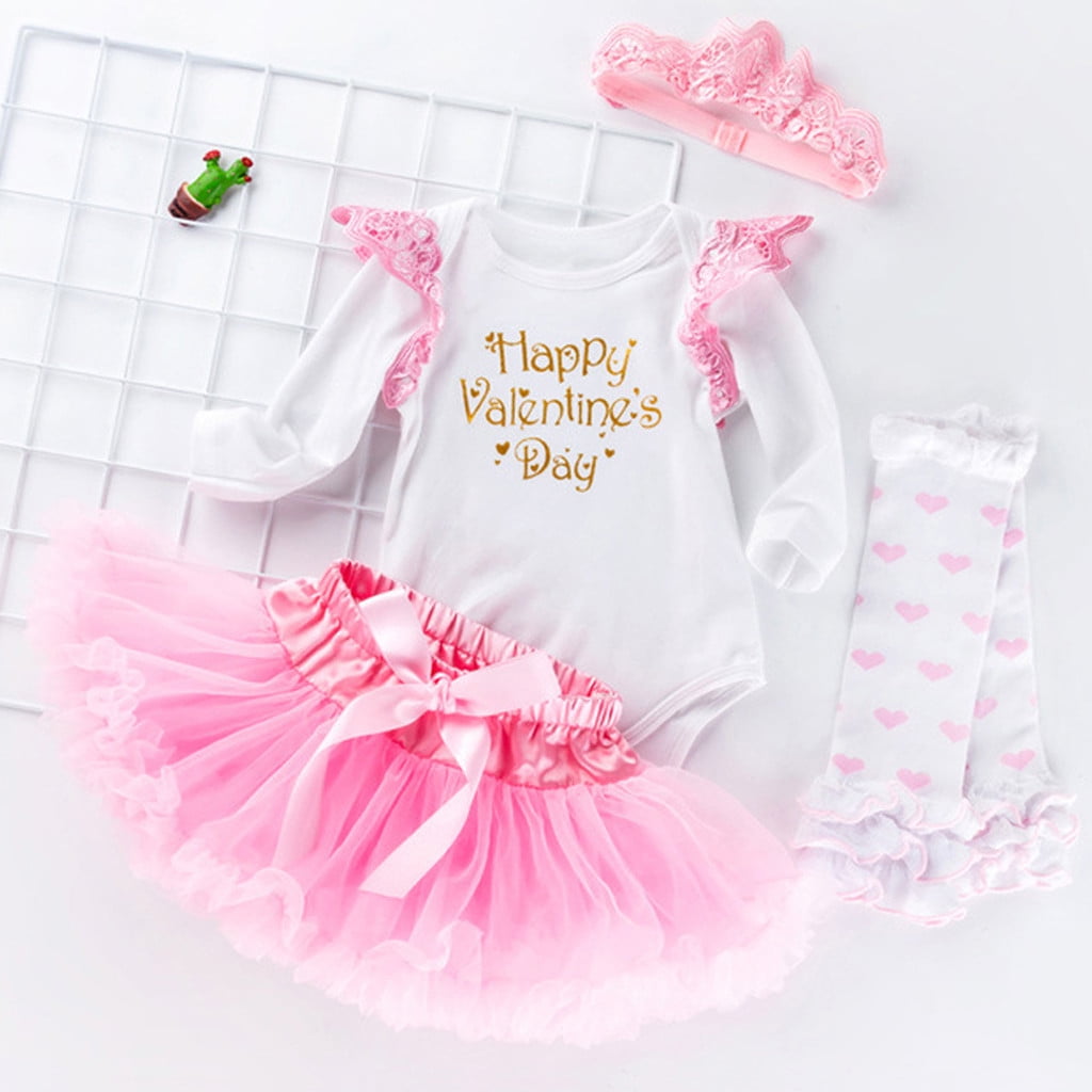 AURIGATE Tutu Skirt for Newborn Newborn Infant Baby Girl Valentine's Day Letter Romper Tulle ...