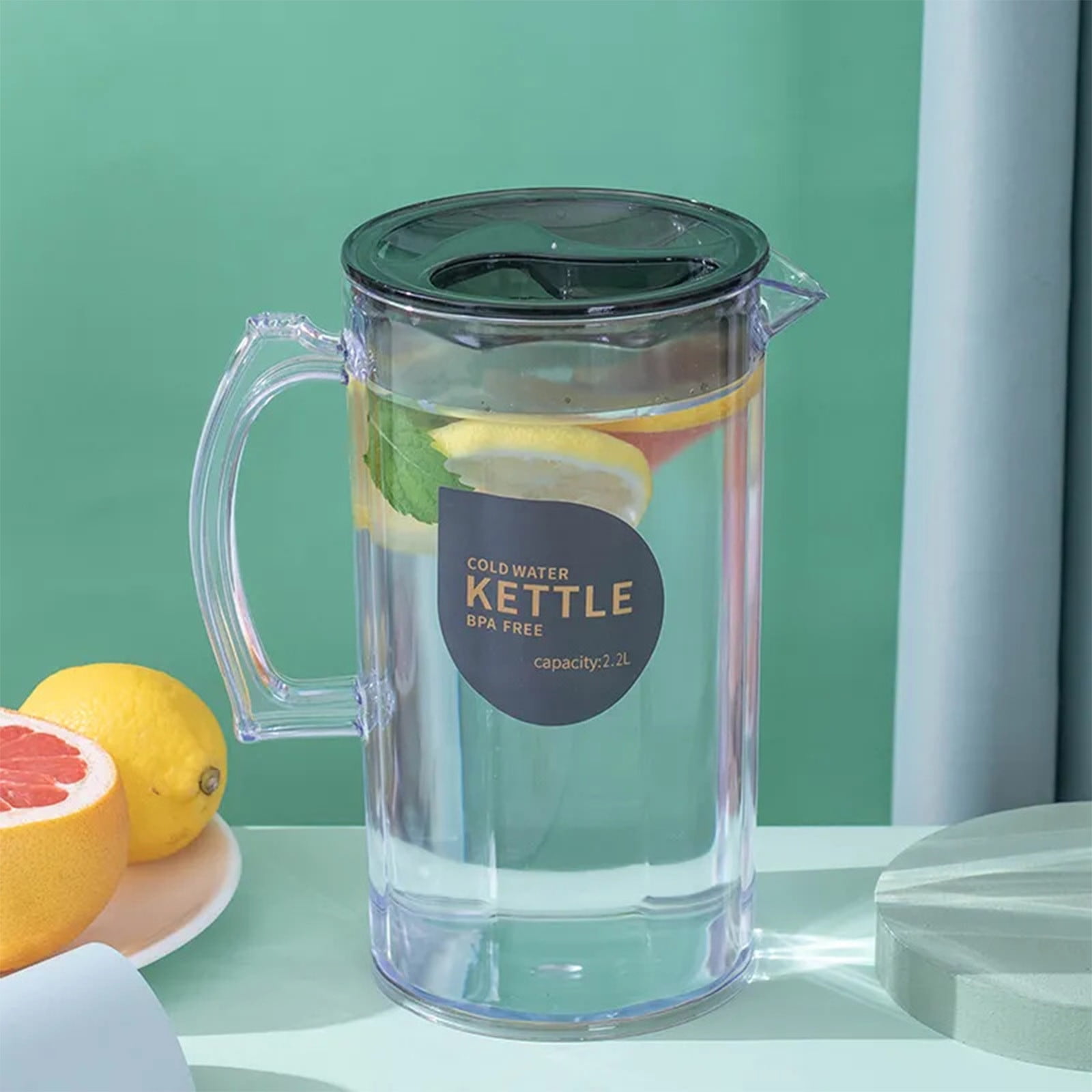 AURIGATE Water Pitcher (0.58 Gallons), Unbreakable Plastic Pitcher with ...