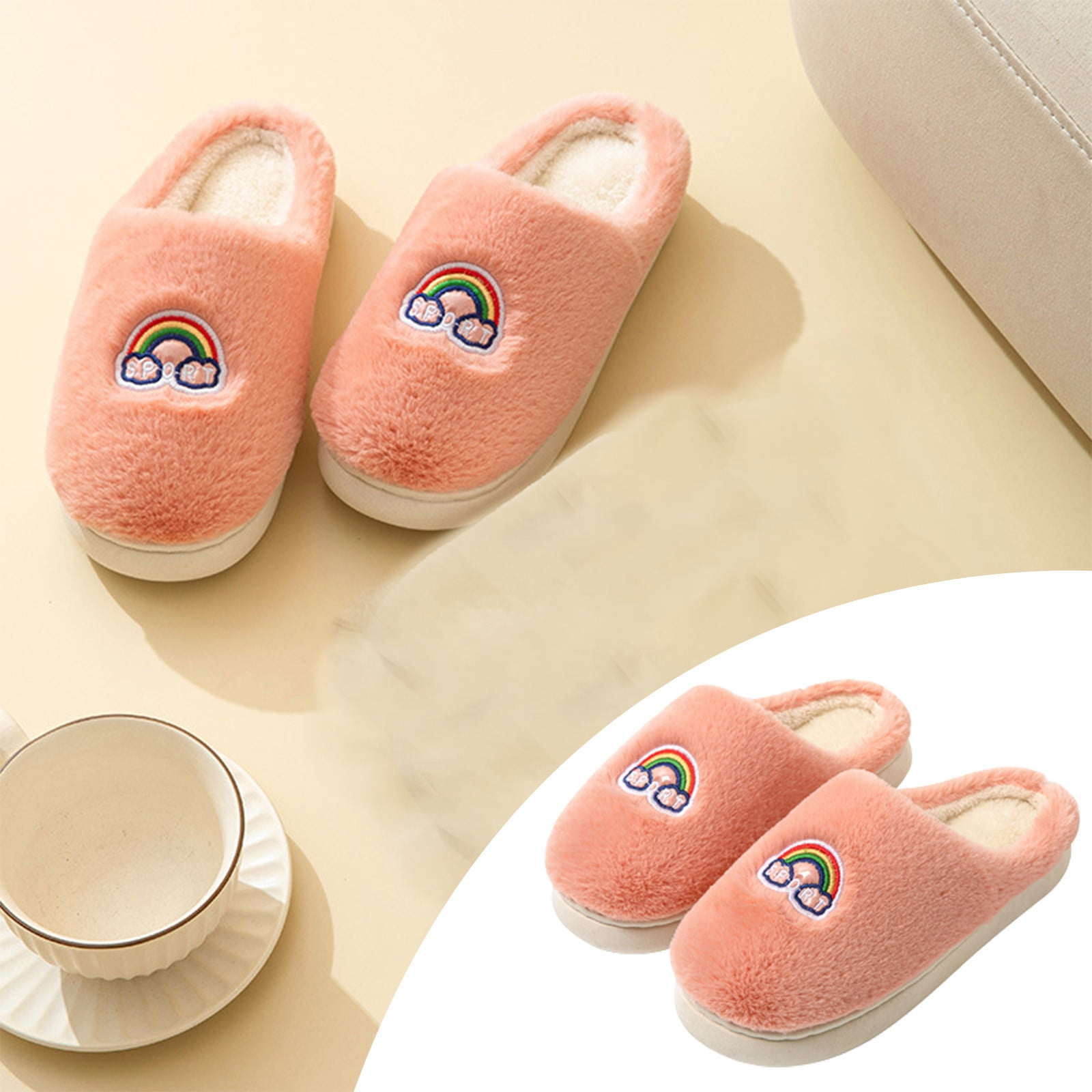 AURIGATE Womens Soft Plush Memory Foam Scuff Slippers, Warm Fuzzy ...