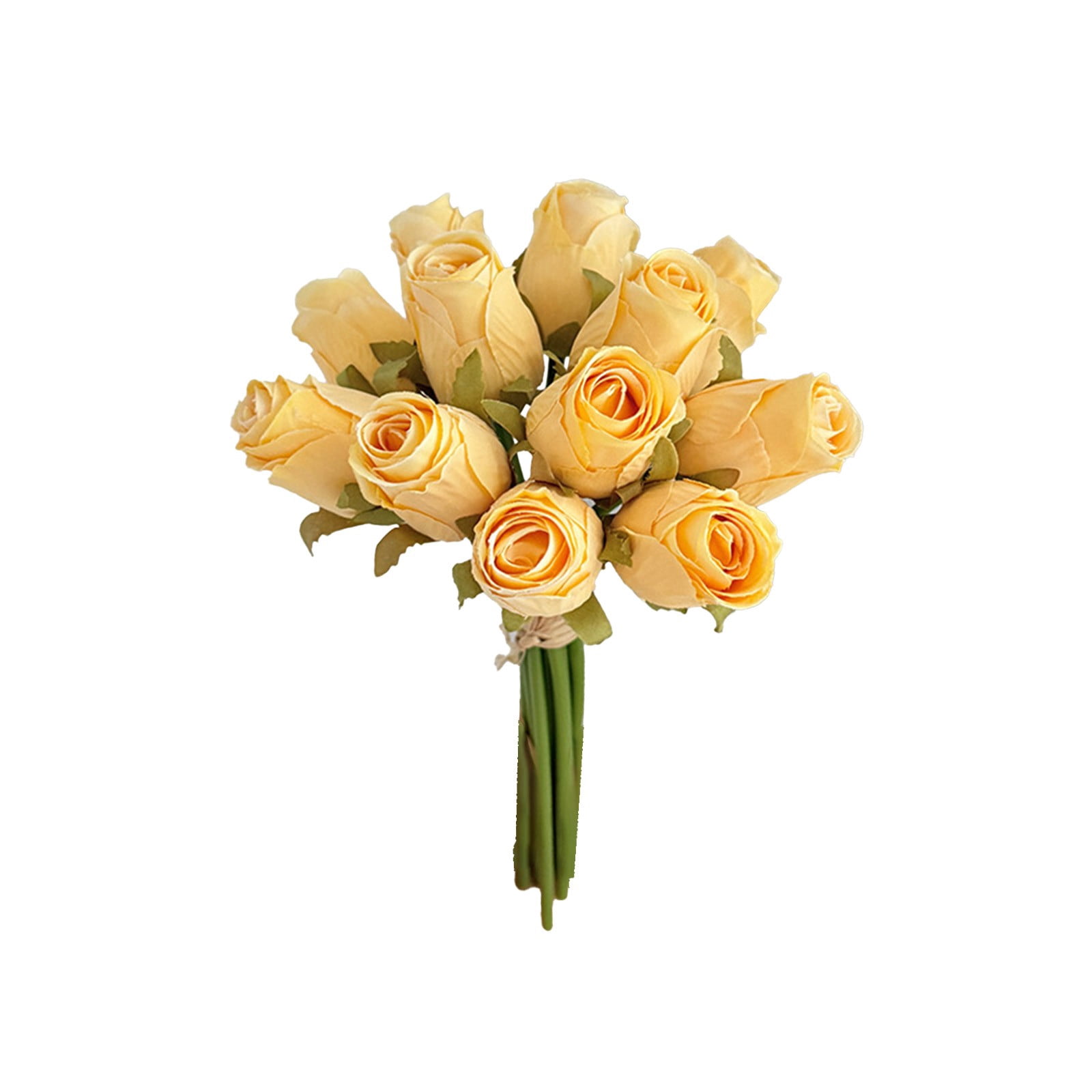 AURIGATE Yellow Artificial Rose Bouquet 9.84x5.91in Plastic Fake Rose ...