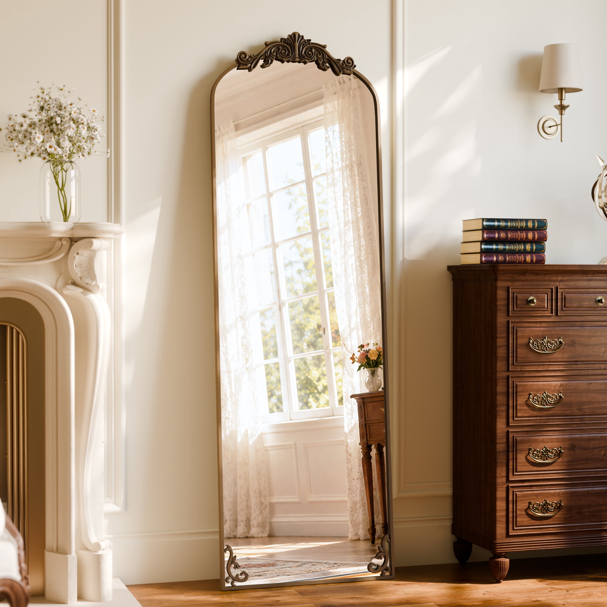 AUROMIR 64"x 21" Arched Floor Mirror Full Length Mirror Baroque Vintage ...