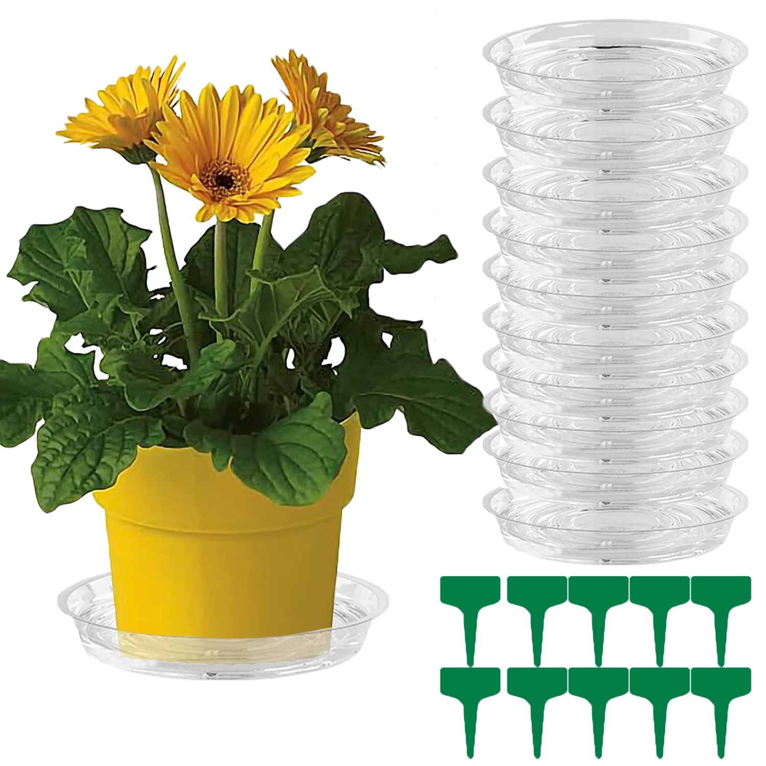 AURORA TRADE 10Pack Clear Plastic Plant Saucer Drip Trays with 10PCS ...