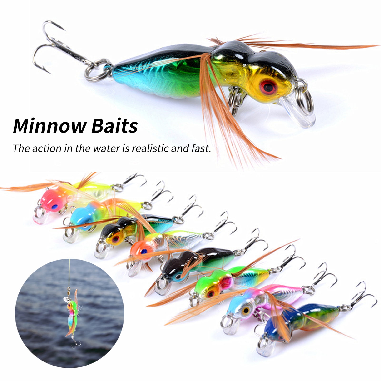 AURORA TRADE 1Pcs Hard Bait 3D Eyes Fishing Lure Butter Fly Insects ...