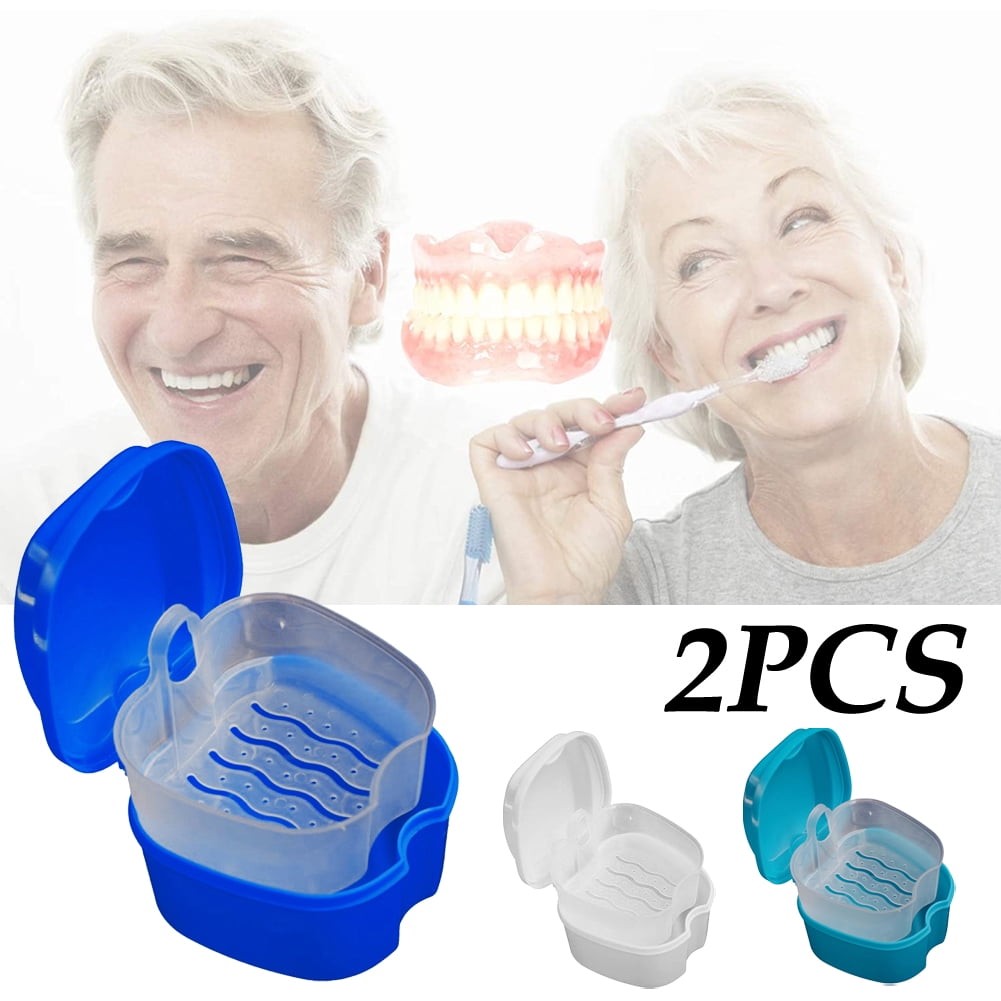AURORA TRADE 2 Pack Denture Bath Case Cup Box Holder Storage Soak ...