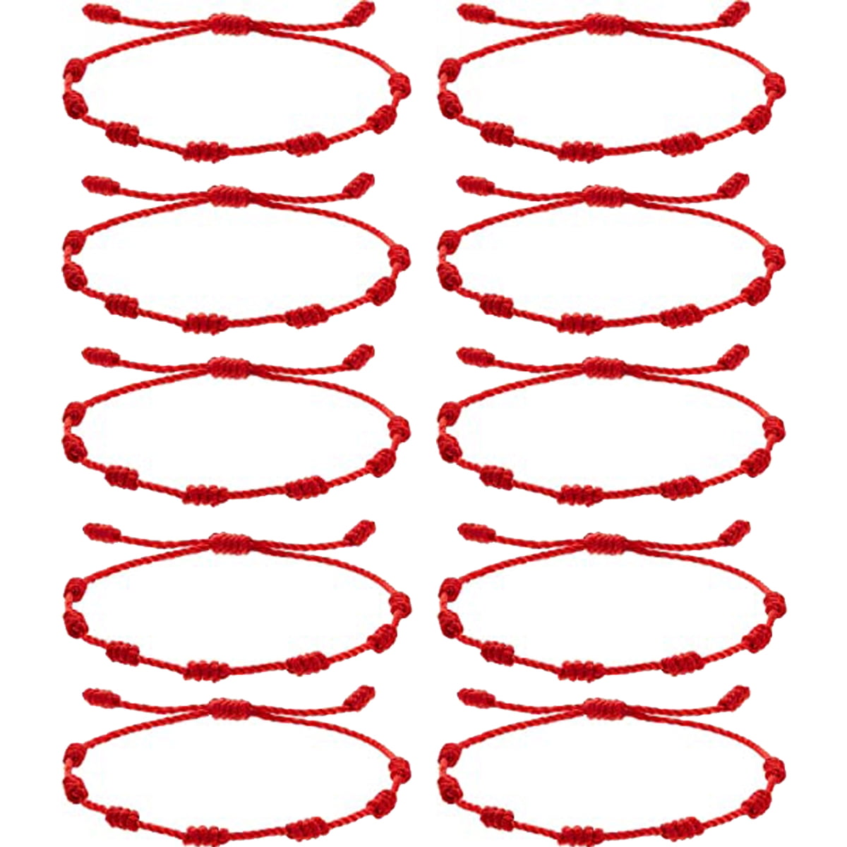 AURORA TRADE 7 Knots Bracelets for Lucky Adjustable Red String Rope ...