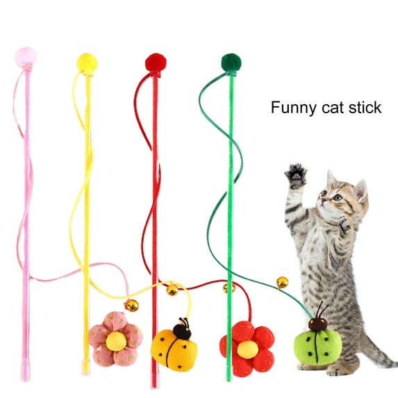 AURORA TRADE Cat Toys Cat Wand Toy Cartoon Plush Bell Funny Cat Stick ...