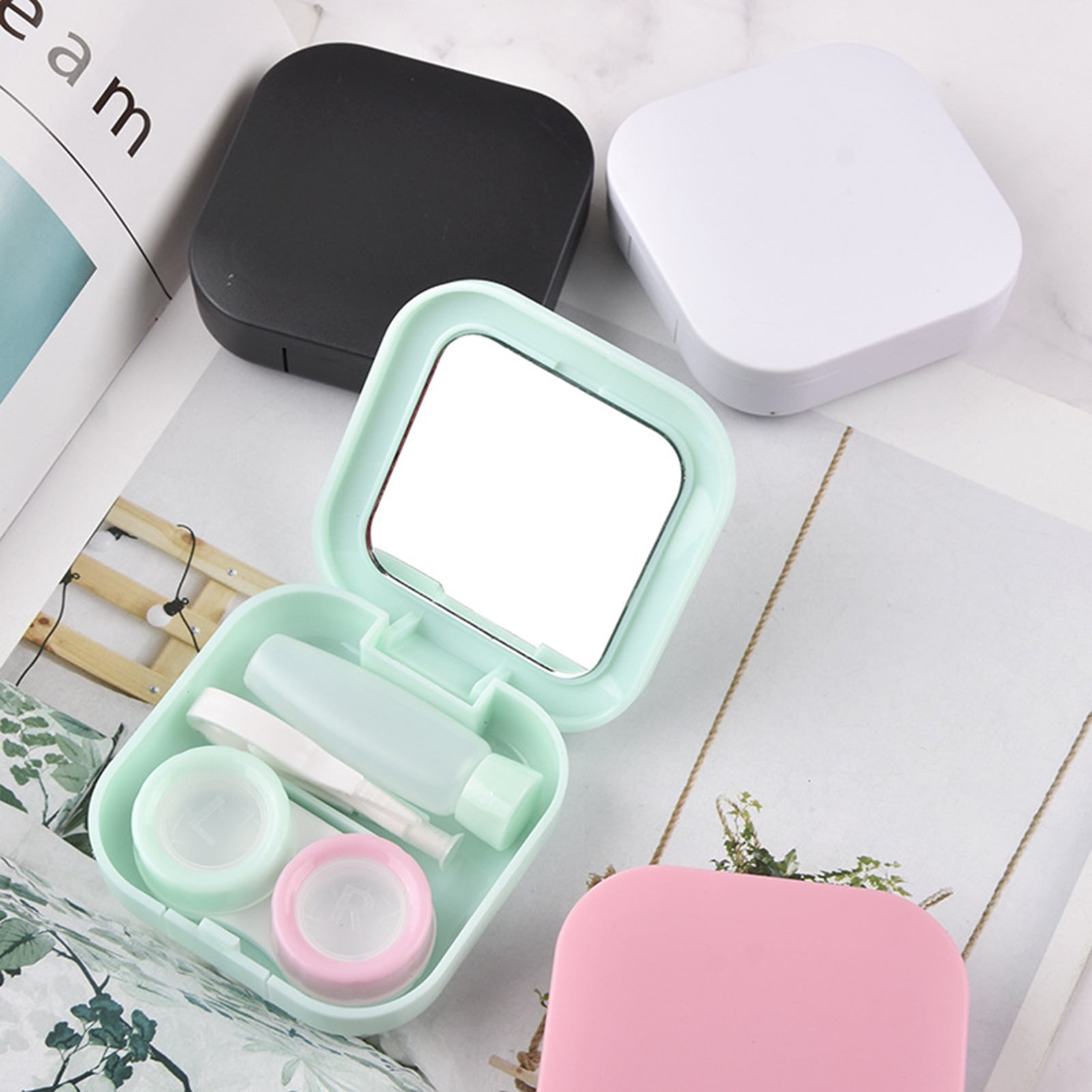 AURORA TRADE Contact Lenses Case Travel-friendly Vibrant Color Clear ...