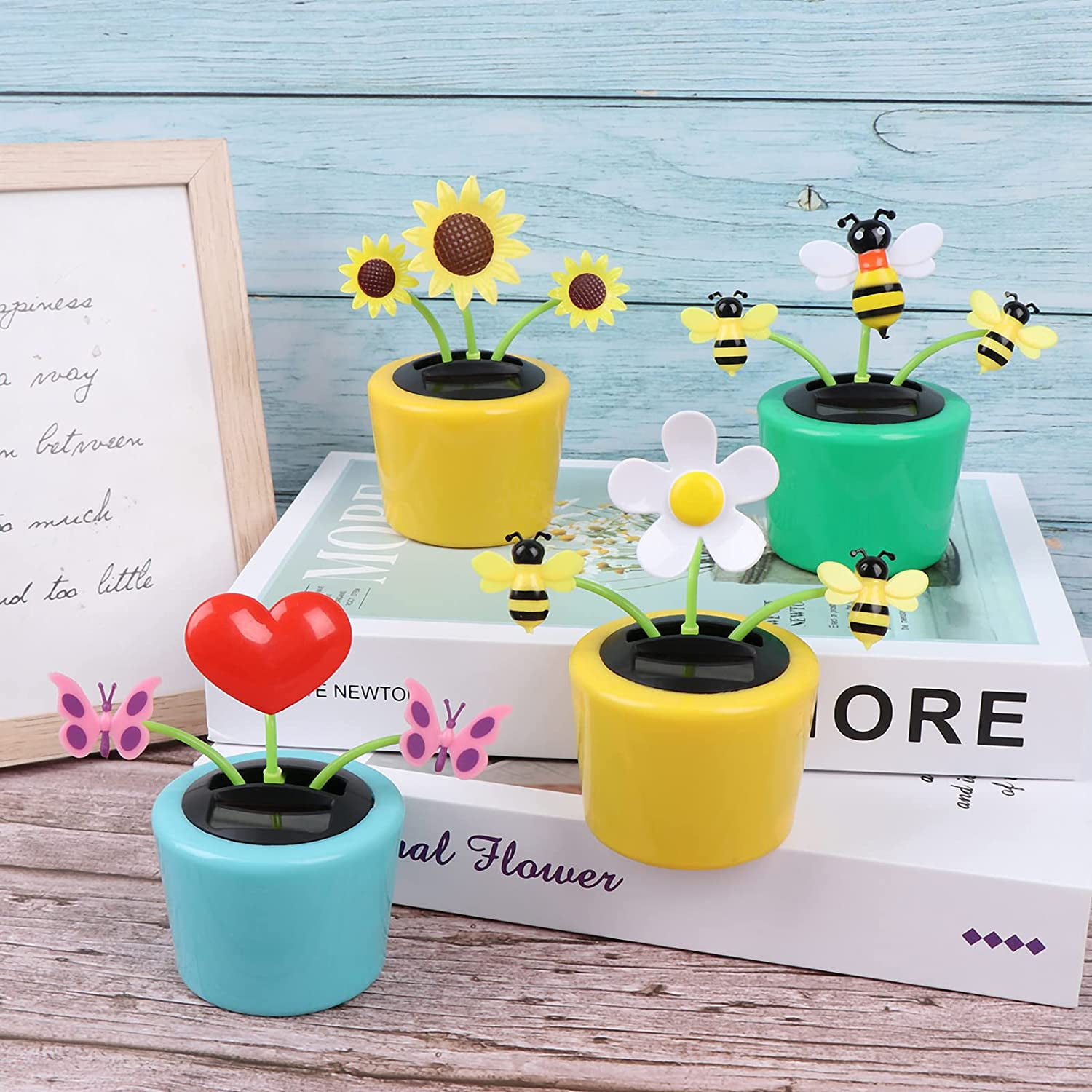 AURORA TRADE Cute Solar Power Flip Flap Flower Insect for Car ...