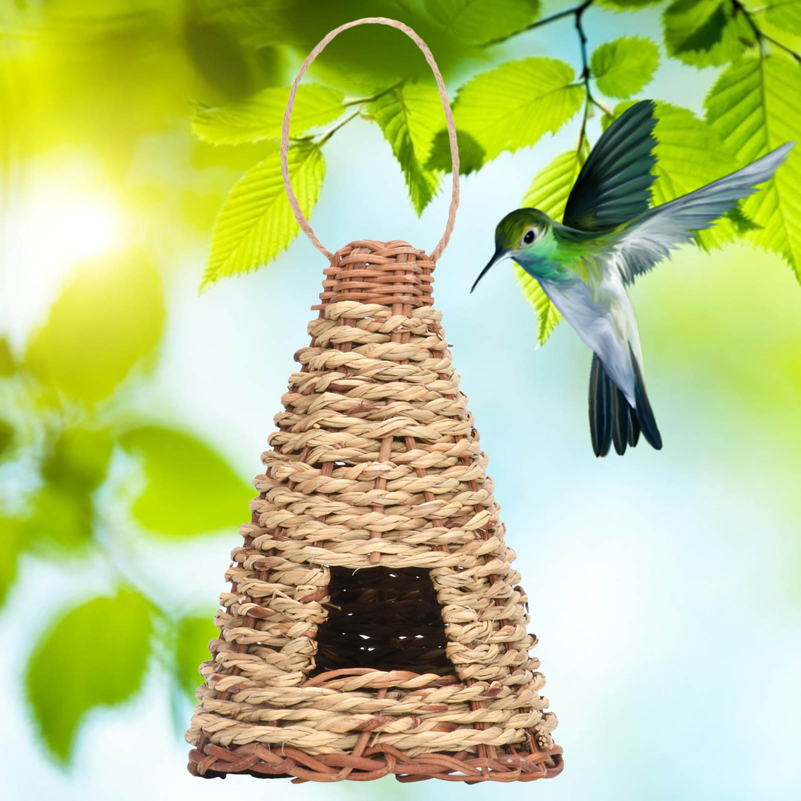 AURORA TRADE Humming Bird Houses for Outdoor Hanging, Natural Grass ...