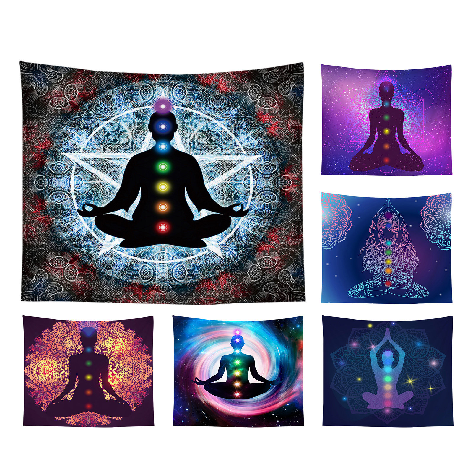 AURORA TRADE Meditation Seven Chakra Tapestry Yoga Meditation Wall ...