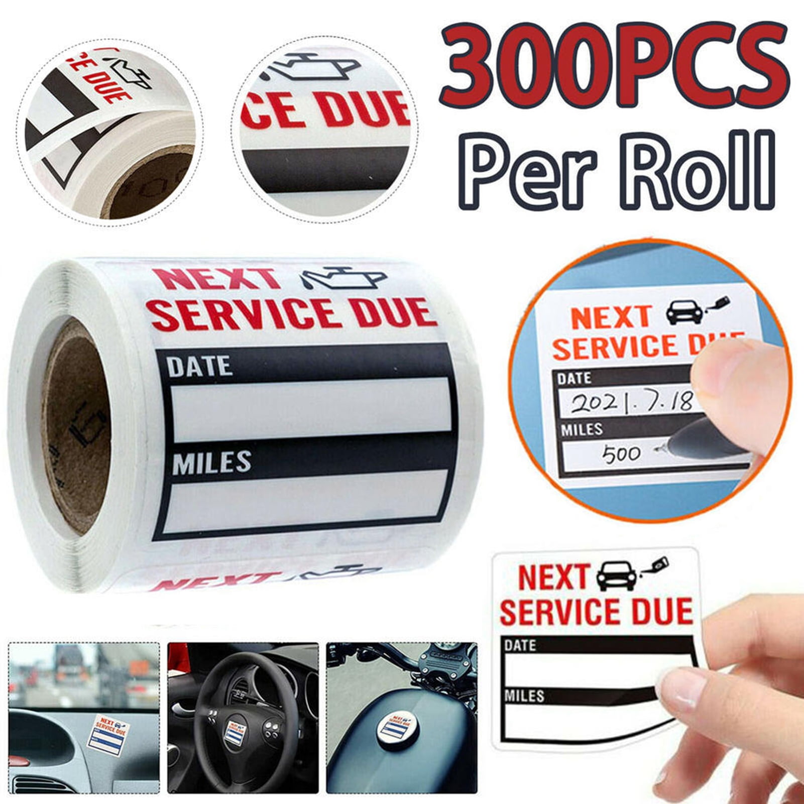 AURORA TRADE Oil Change Stickers Next Service Due Stickers 150Pcs /300 ...