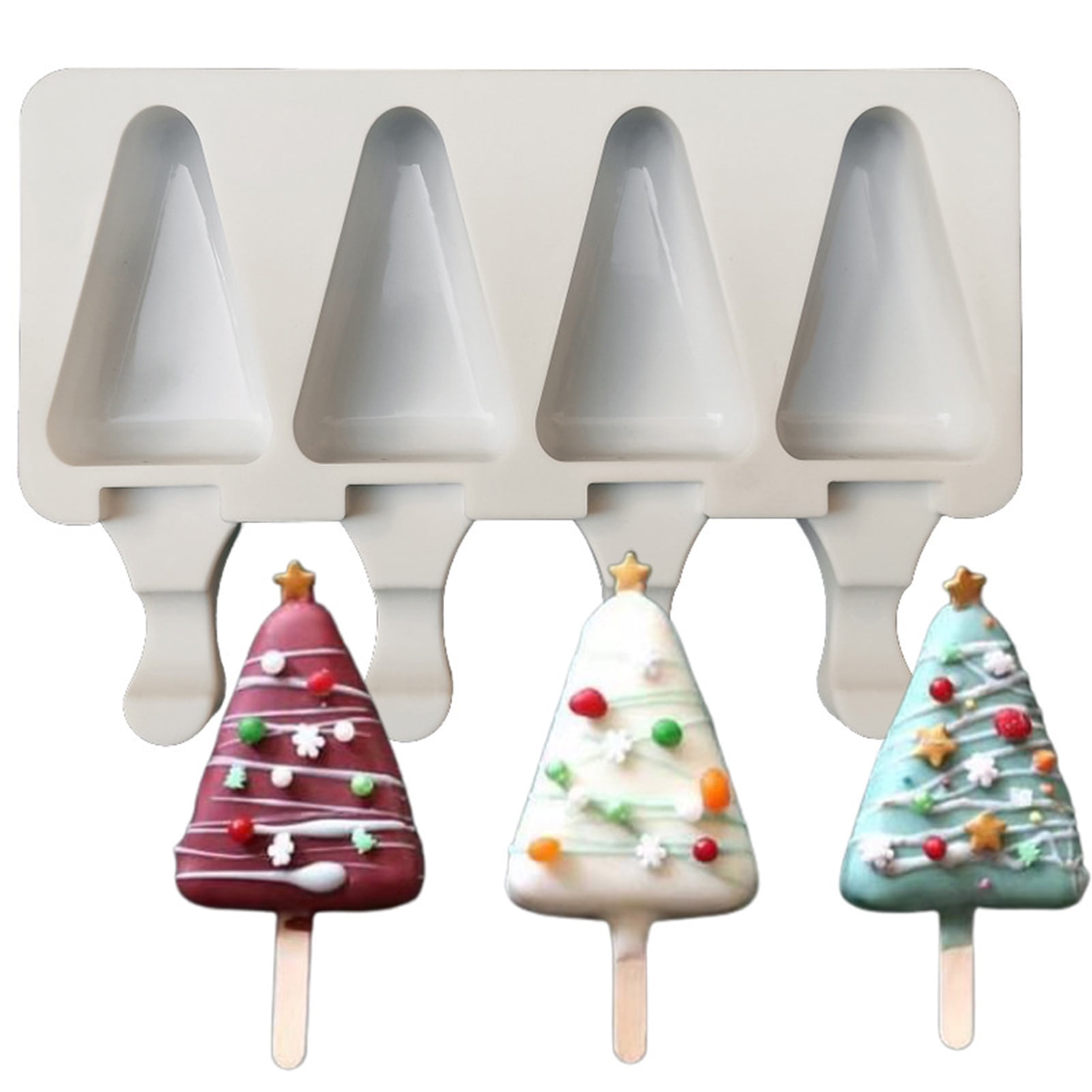 AURORA TRADE Popsicle Molds, Ice Pop Molds Silicone 4 Cavities Ice ...