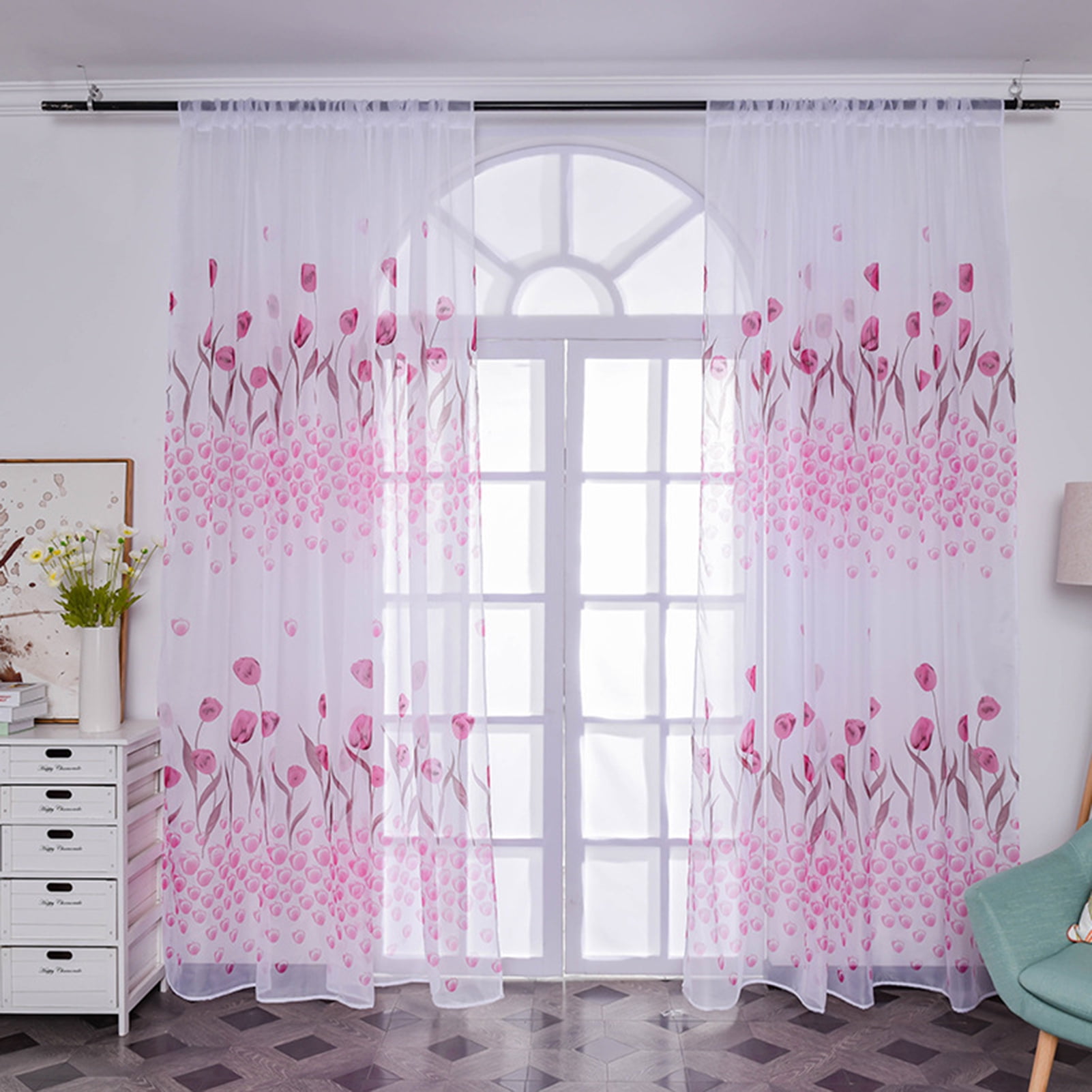 AURORA TRADE Sheer Window Curtains 1 Panel- Sheer Curtains with Print ...