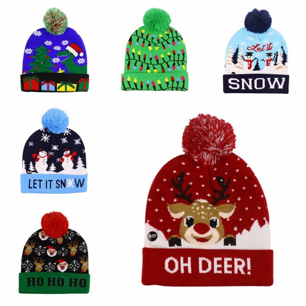 AURORA TRADE Snowman Reindeer LED Light up Knit Warm Hat Beanie Cap ...