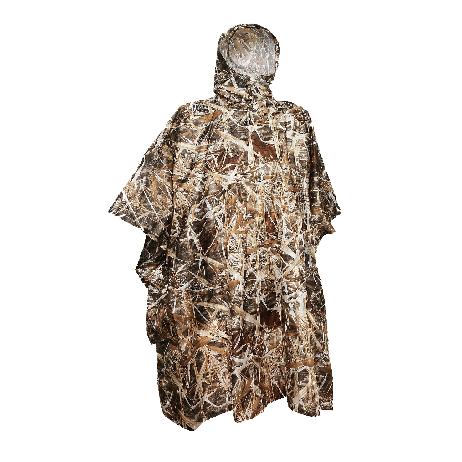 AUSCAMOTEK Camo Fabric Rain Poncho for Hunting, Duck Blind, Lightweight ...
