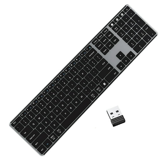 Wireless Keyboard, 2.4G Silent Full-Size USB Keyboard with Number Pad ...