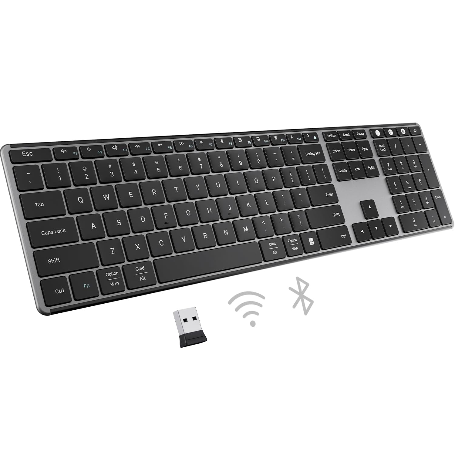 AUSDOM 2.4G Wireless Bluetooth Keyboard Full Size, Quiet Slim Multi ...