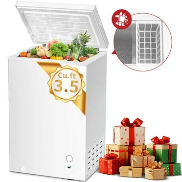 Auseo Mini Freezer Chest 3.5 cu ft, Black Deep Freezer & Side Handle ...