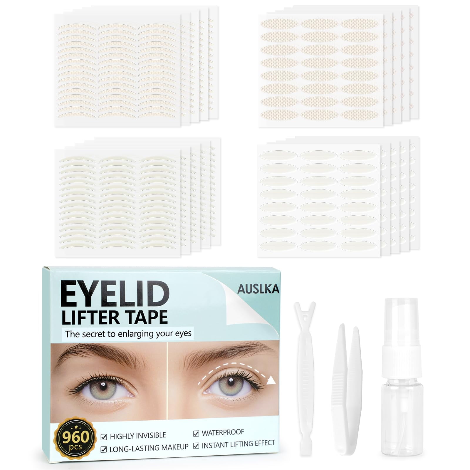 AUSLKA Double Eyelid Tape IFF17 Lift Strips (960 PCS), Hooded Eyes ...