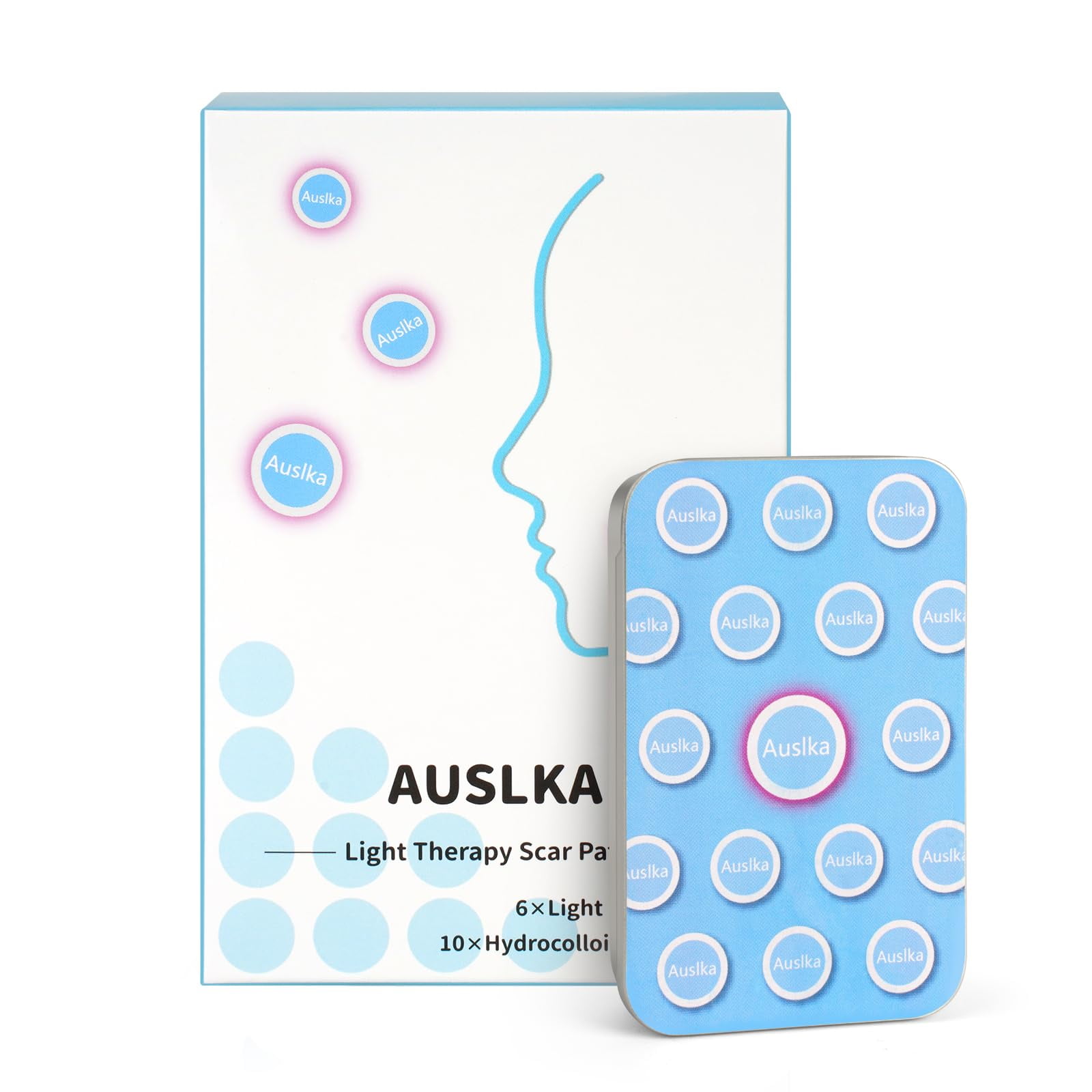 AUSLKA Light Therapy Pimple Patch, LED Red and Blue Light Hydrocolloid ...