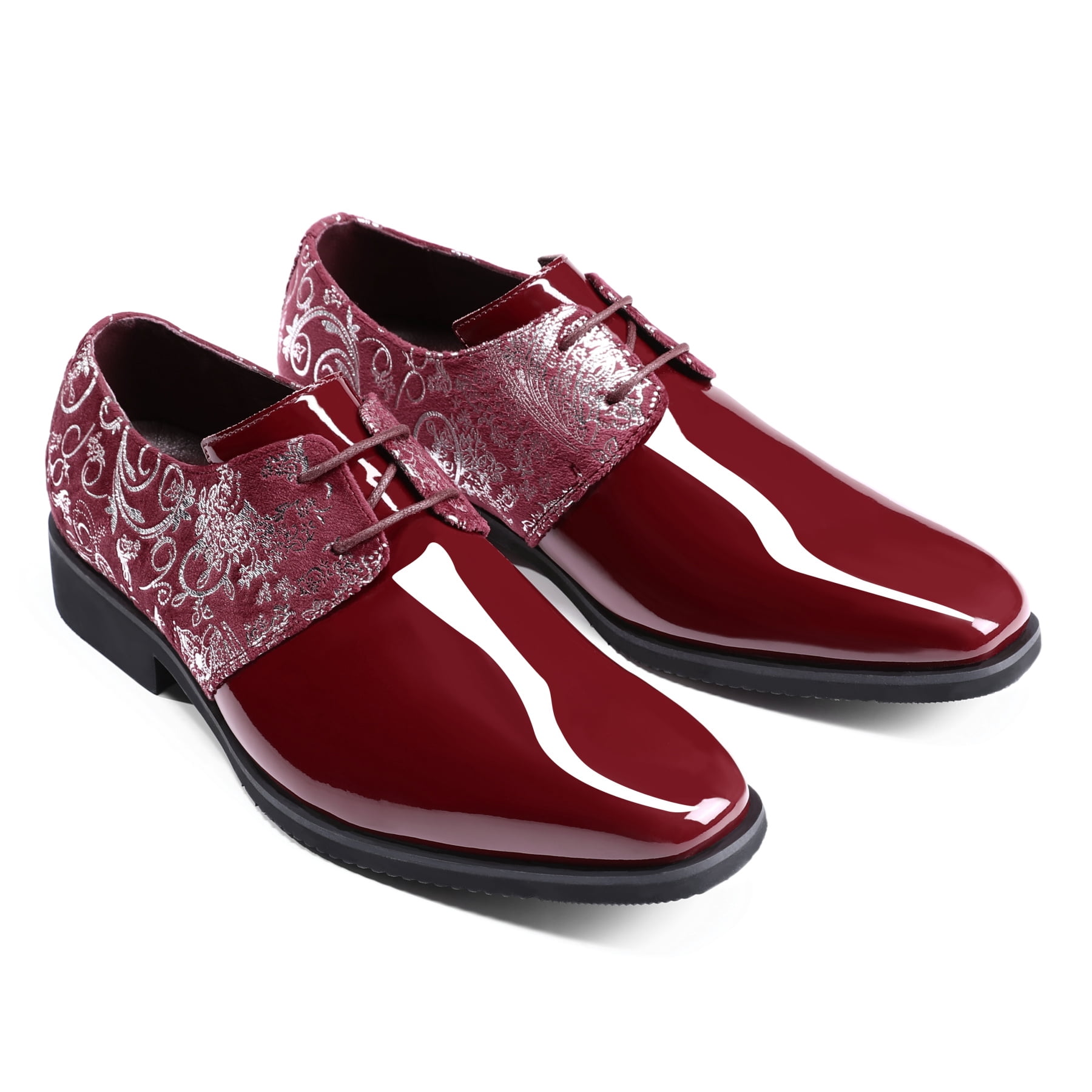 AUSTIN MILL Men's Glossy Dress Shoes Floral Jacquard Oxford Lace Up ...