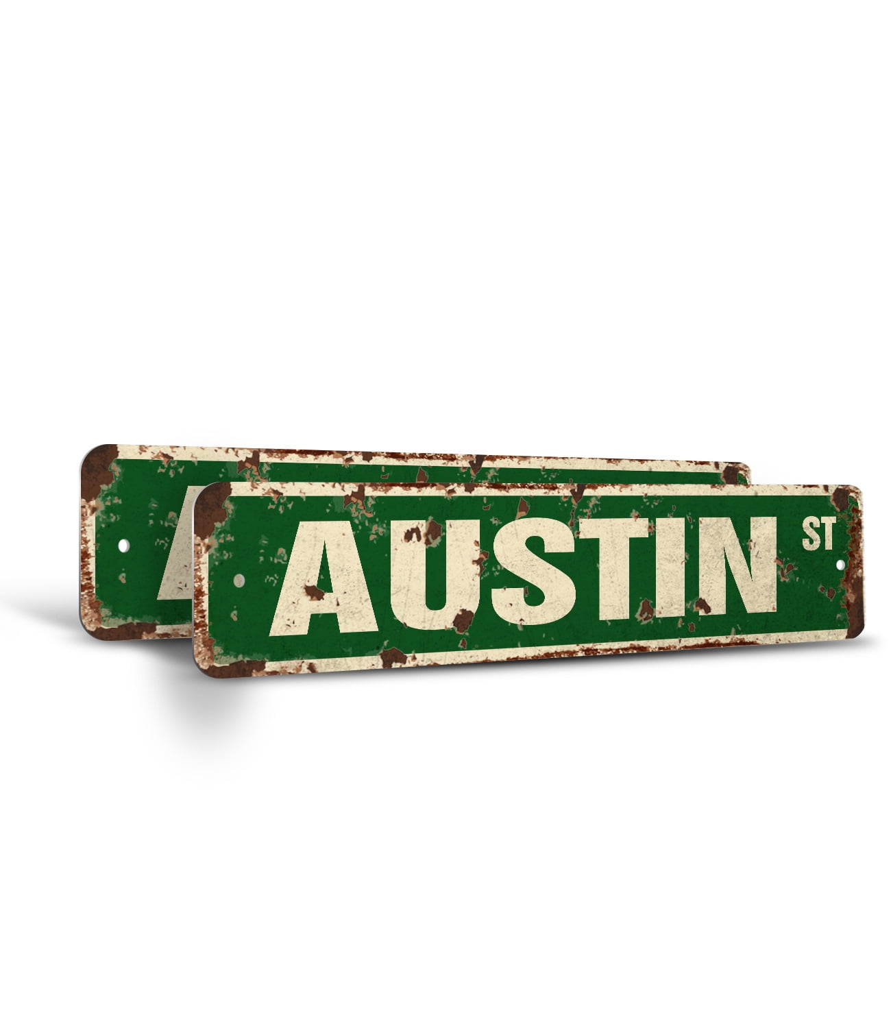 AUSTIN Vintage Style Rustic Street Sign – (2 Pack) Childrens Name Room ...