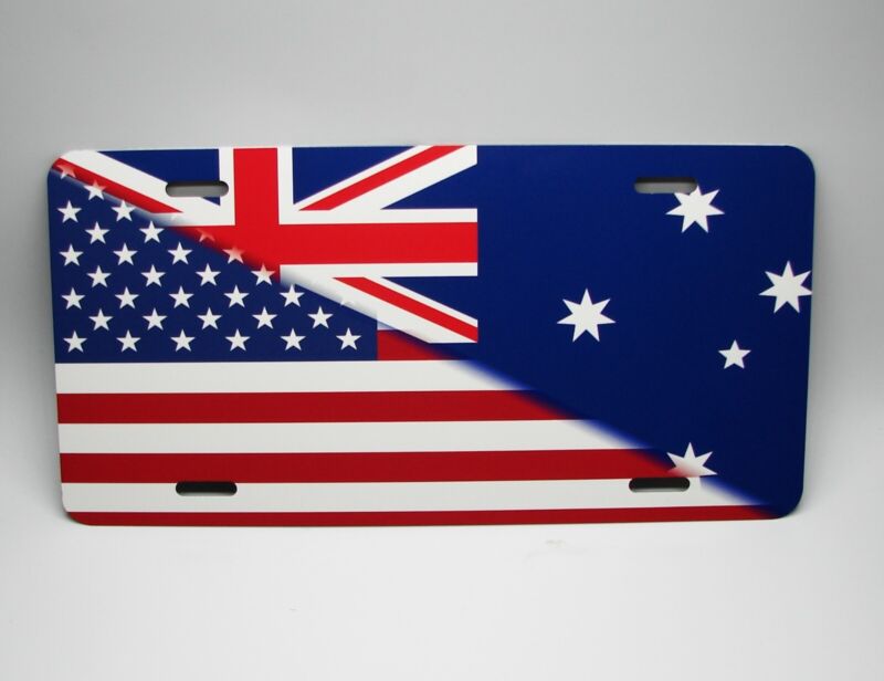 AUSTRALIAN AMERICAN FLAG METAL CAR LICENSE PLATE. AUSTRALIA, AUSSIE ...