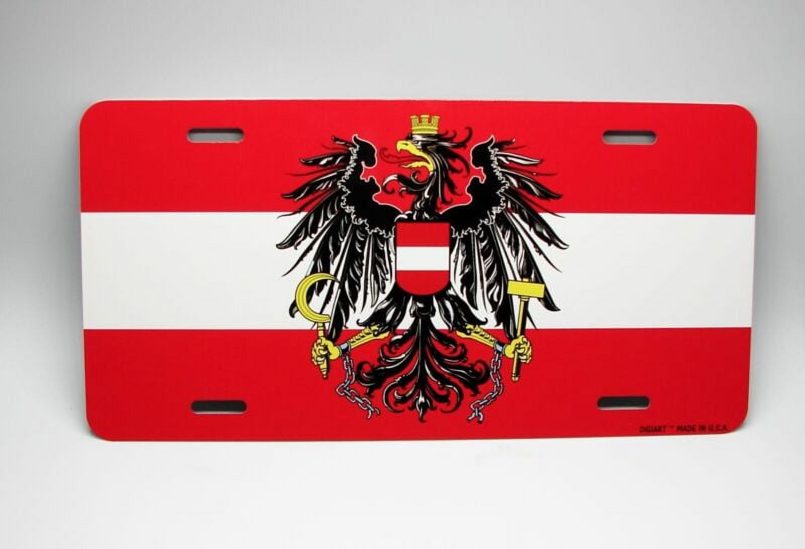 AUSTRIA FLAG METAL CAR LICENSE PLATE. BLACK IMPERIAL EAGLE AUSTRIAN ...