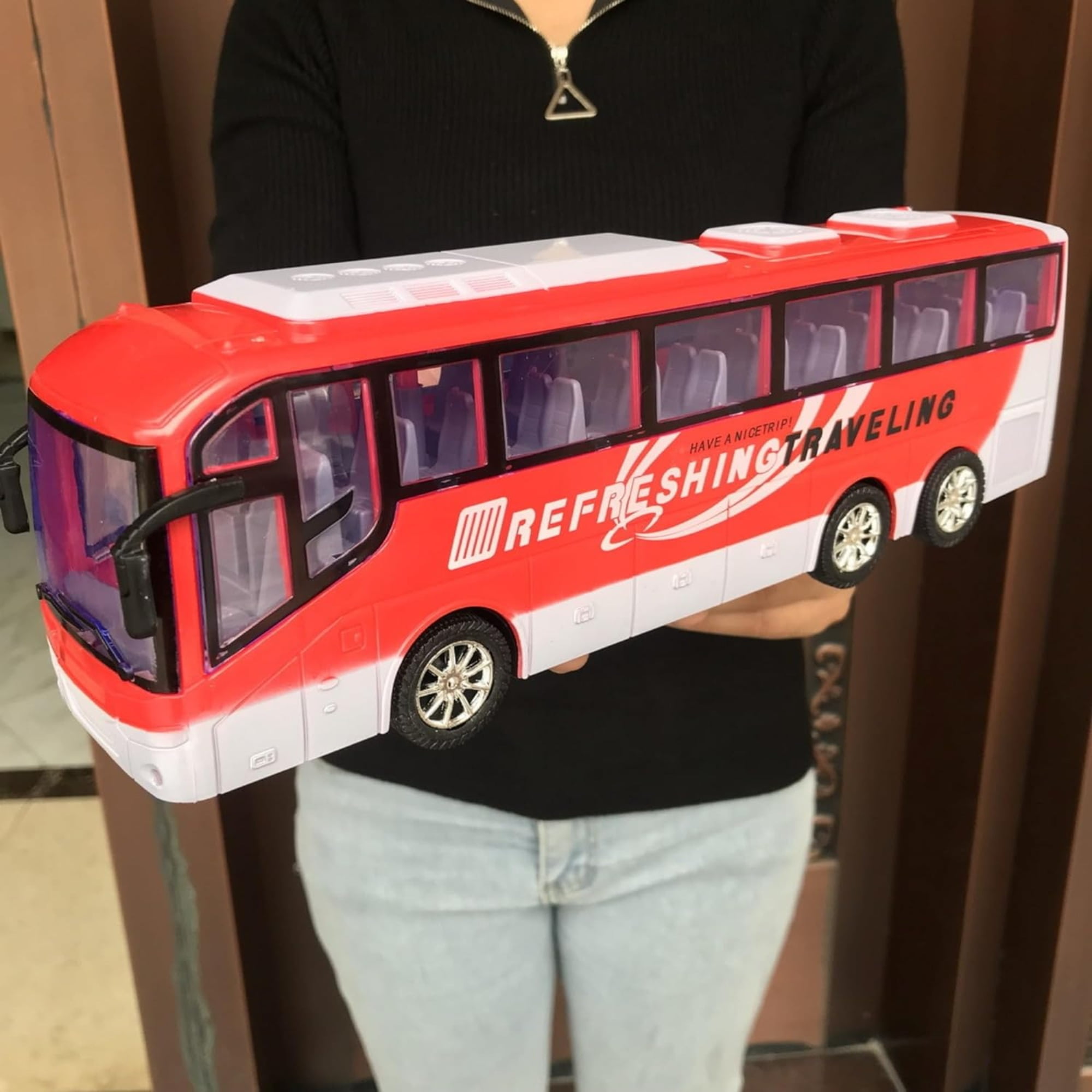 AUTERCO 12.5" Large School Bus Toy for Toddlers, Die Cast Plastic ...