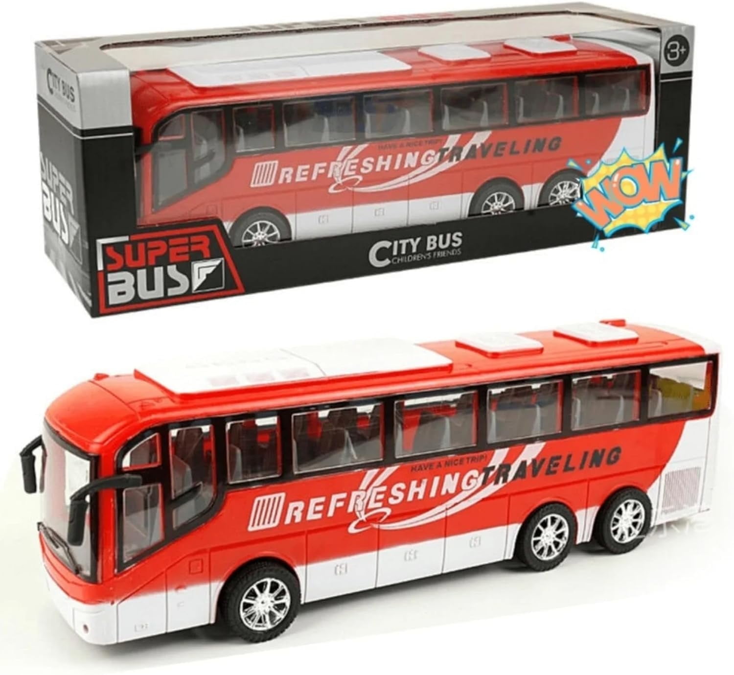 AUTERCO School Bus Toy for Toddlers, 12.5" Die-cast Inertia Cars ...