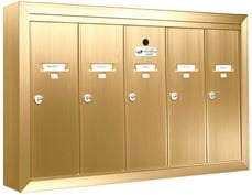 AUTH-FLORENCE SURFACE MOUNTED VERTICAL 5 COMPARTMENT MAILBOX, GOLD ...