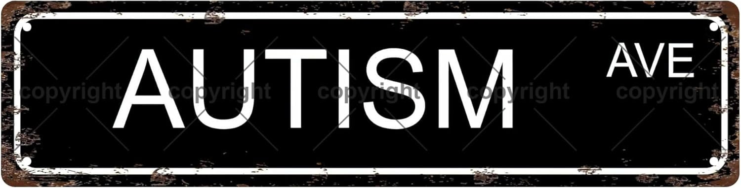 AUTISM AVE Mental State Vintage Metal Tin Sign, Street Sign, Home Decor ...