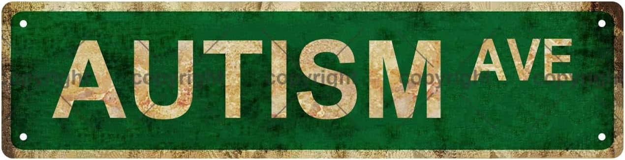 AUTISM AVE Vintage Metal Tin Street Sign Bar Cafe Garage Cave Home Room ...