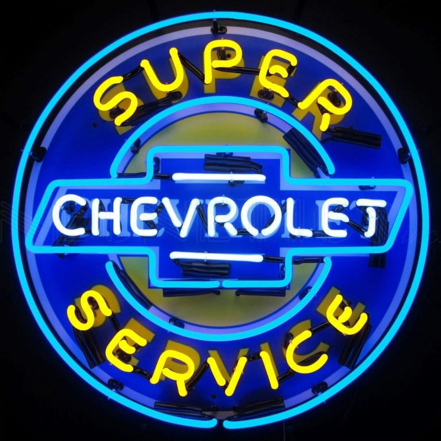 AUTO – GM – SUPER CHEVROLET SERVICE NEON SIGN WITH BACKING – 5CHEVYB ...