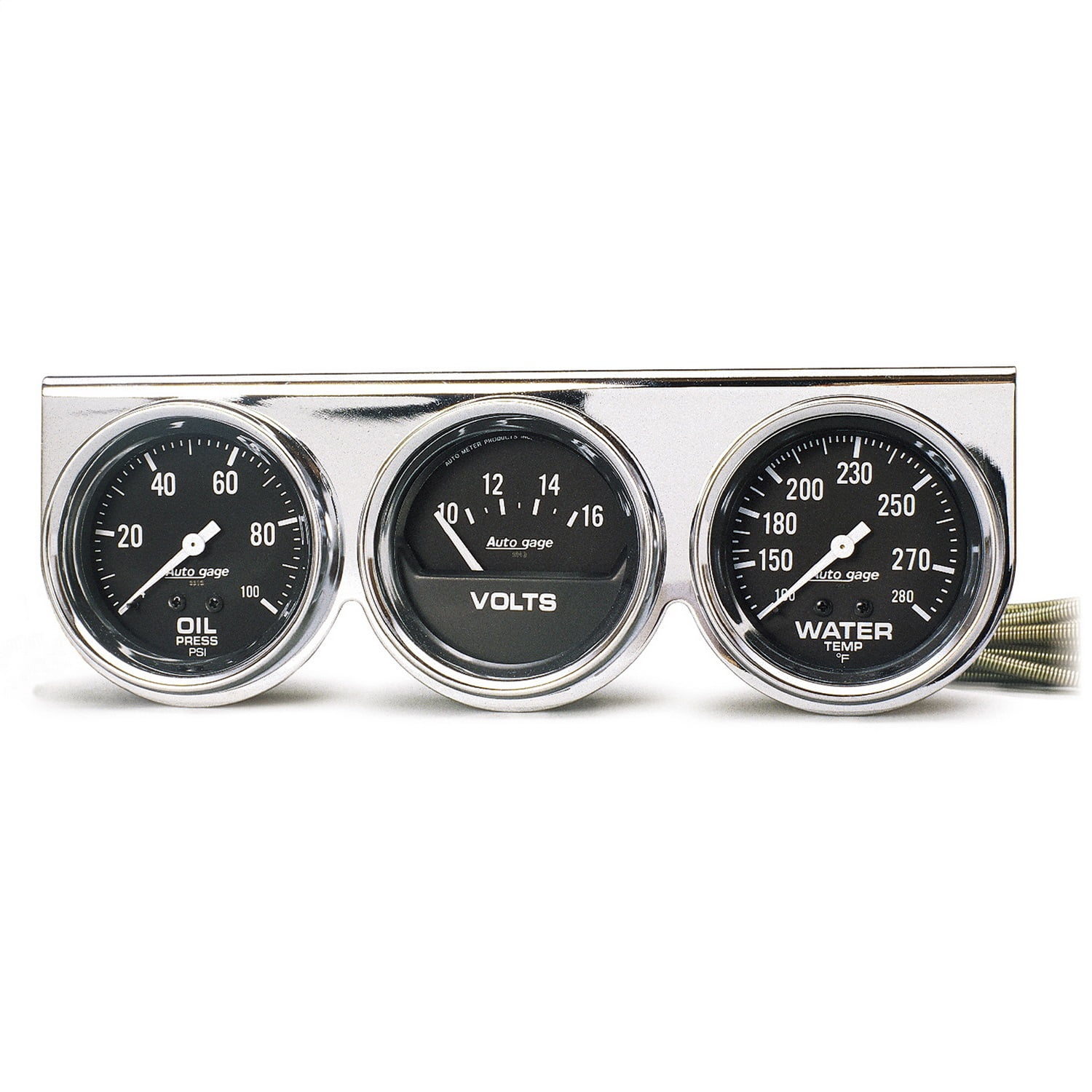 AUTO METER 2399 2-5/8IN 3 GAUGE CONSOLE, OIL/WATER/VOLT, CHROME ...
