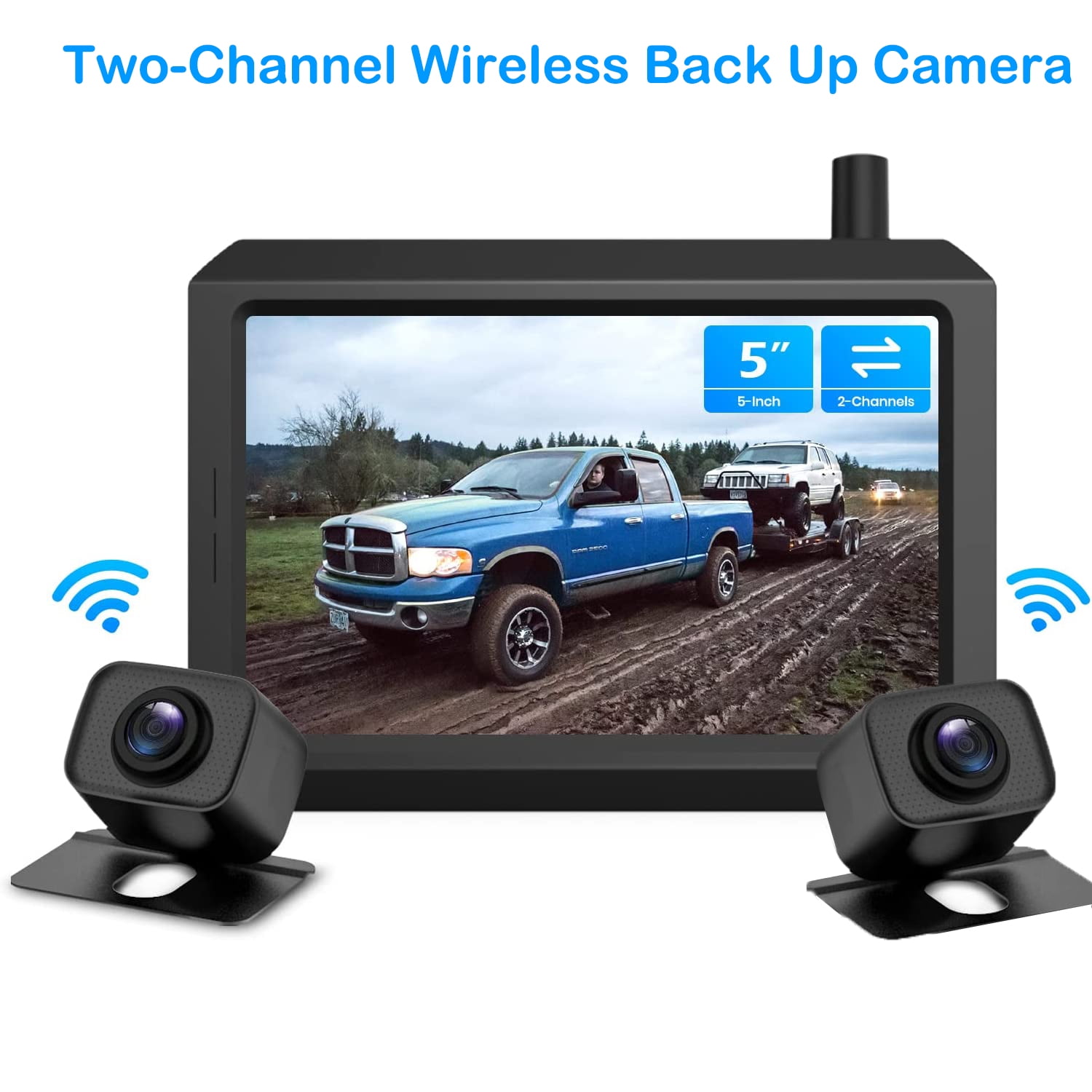 AUTO-VOX W7PRO Wireless Backup Camera Kit with 2 Cameras with Stable ...