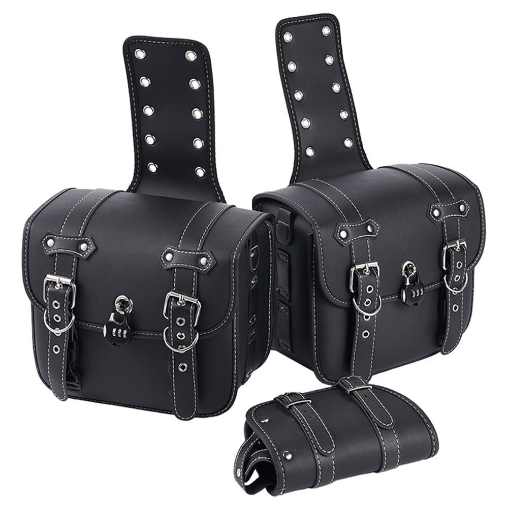 XiongXiong Motorcycle Saddlebags, 2 pack PU Leather Motorcycle Luggage ...
