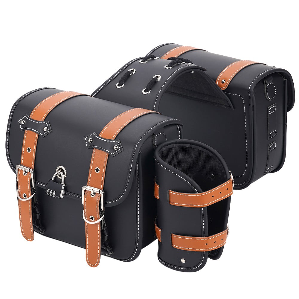 XiongXiong Motorcycle Saddlebags, 2 pack Waterproof Side Bags, PU ...